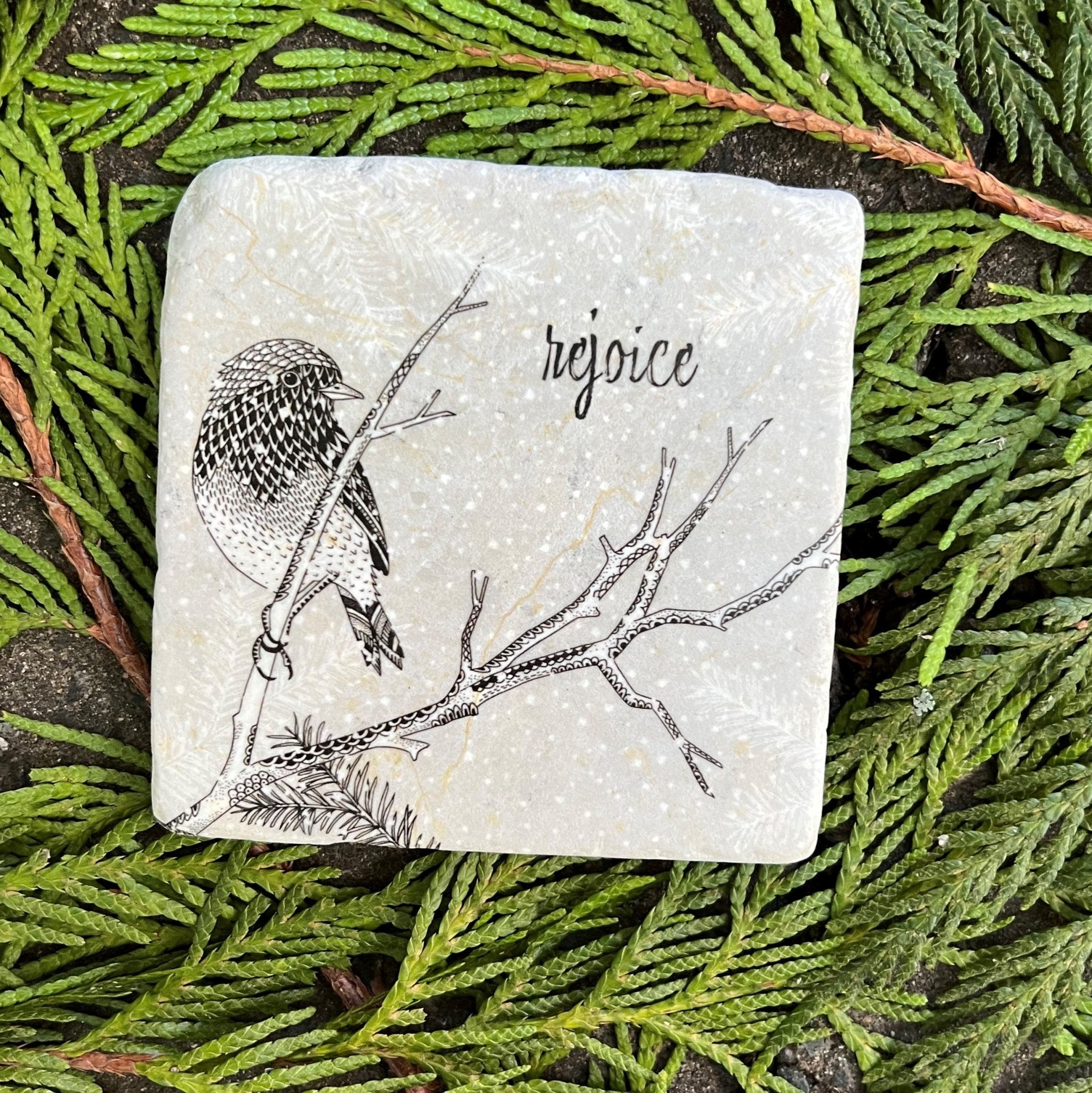 Handmade Marble Coaster | Rejoice Snowy Christmas Coaster – Cedar Mountain Studios